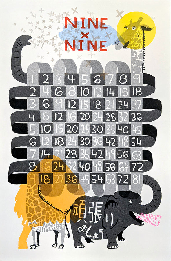 9x9 Multiplication Table Risograph Print – Ayumi Horie
